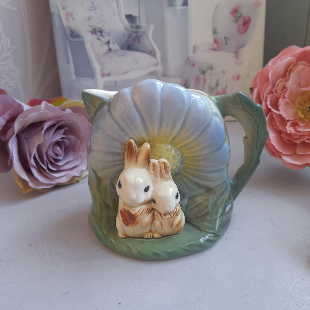 HORNSEA Bunny Rabbit Jug, Fauna Woodland Vase, Design 129, Cuddling ...
