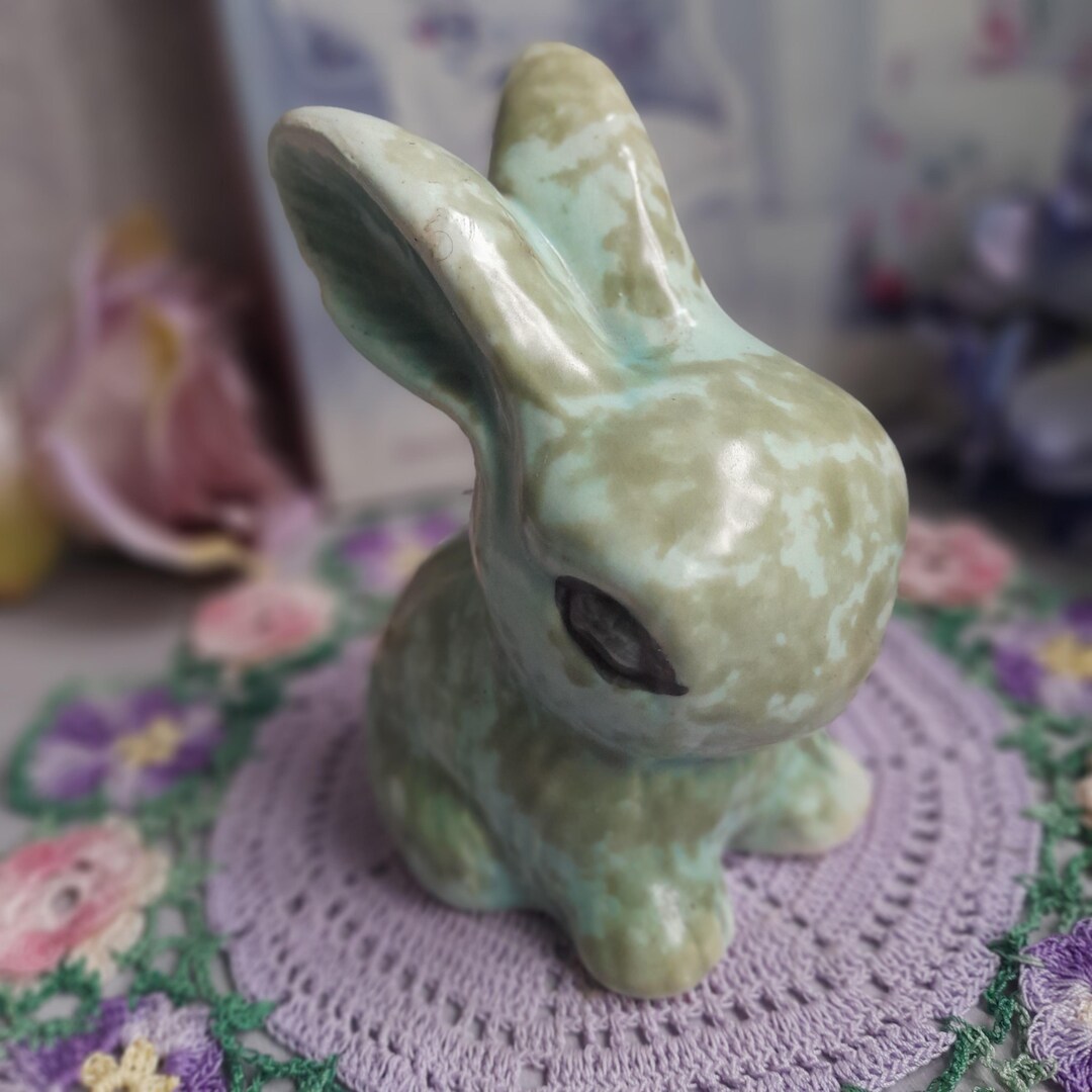 Sylvac Bunny Rabbit, Duck Egg Blue Mottled Snub Nose Bunny, Like WADE ...