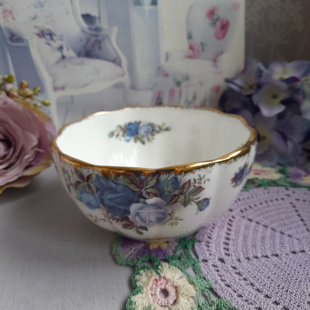 Royal Albert Blue 'moonlight Rose' Sugar Bowl, Porcelain Blue Floral ...