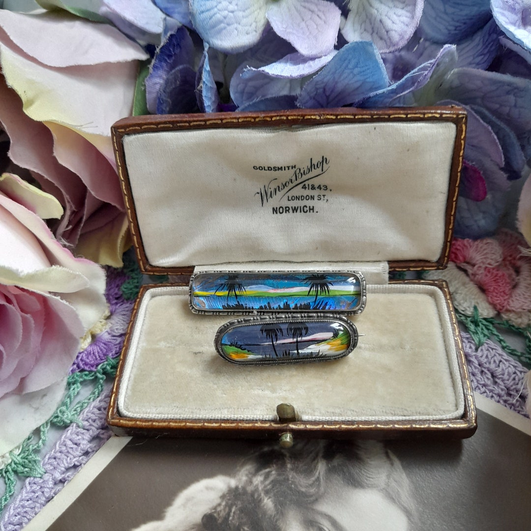 Pair of Silver Thomas L Mott Butterfly Wing Brooch, TLM Palm Tree Bar ...