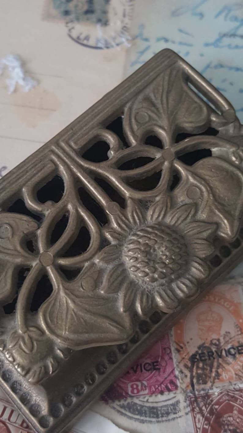 Brass Stamp Box Art Nouveau Style Sunflower Design Brass Box - Etsy UK