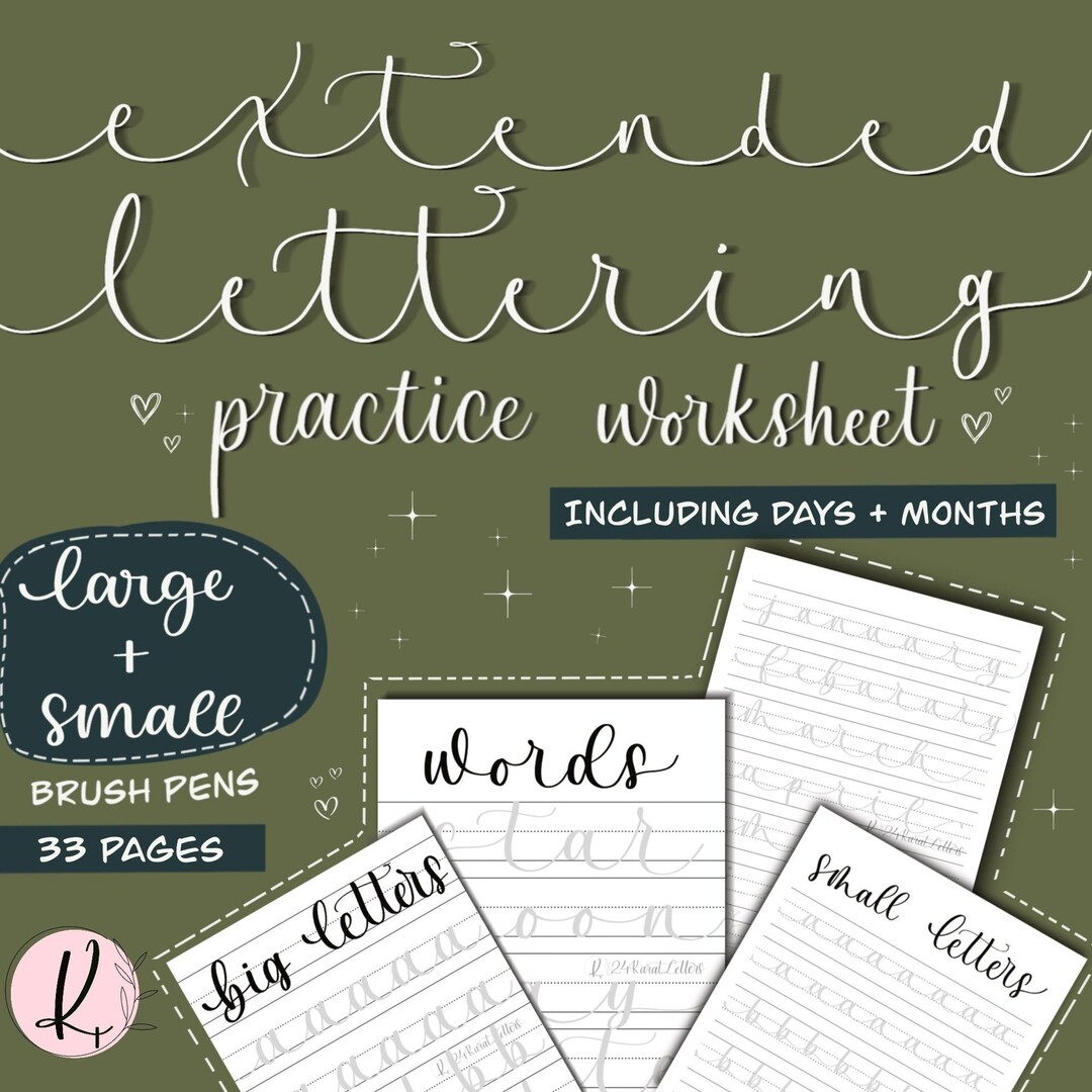 Extended Lettering Practice Worksheet - Etsy