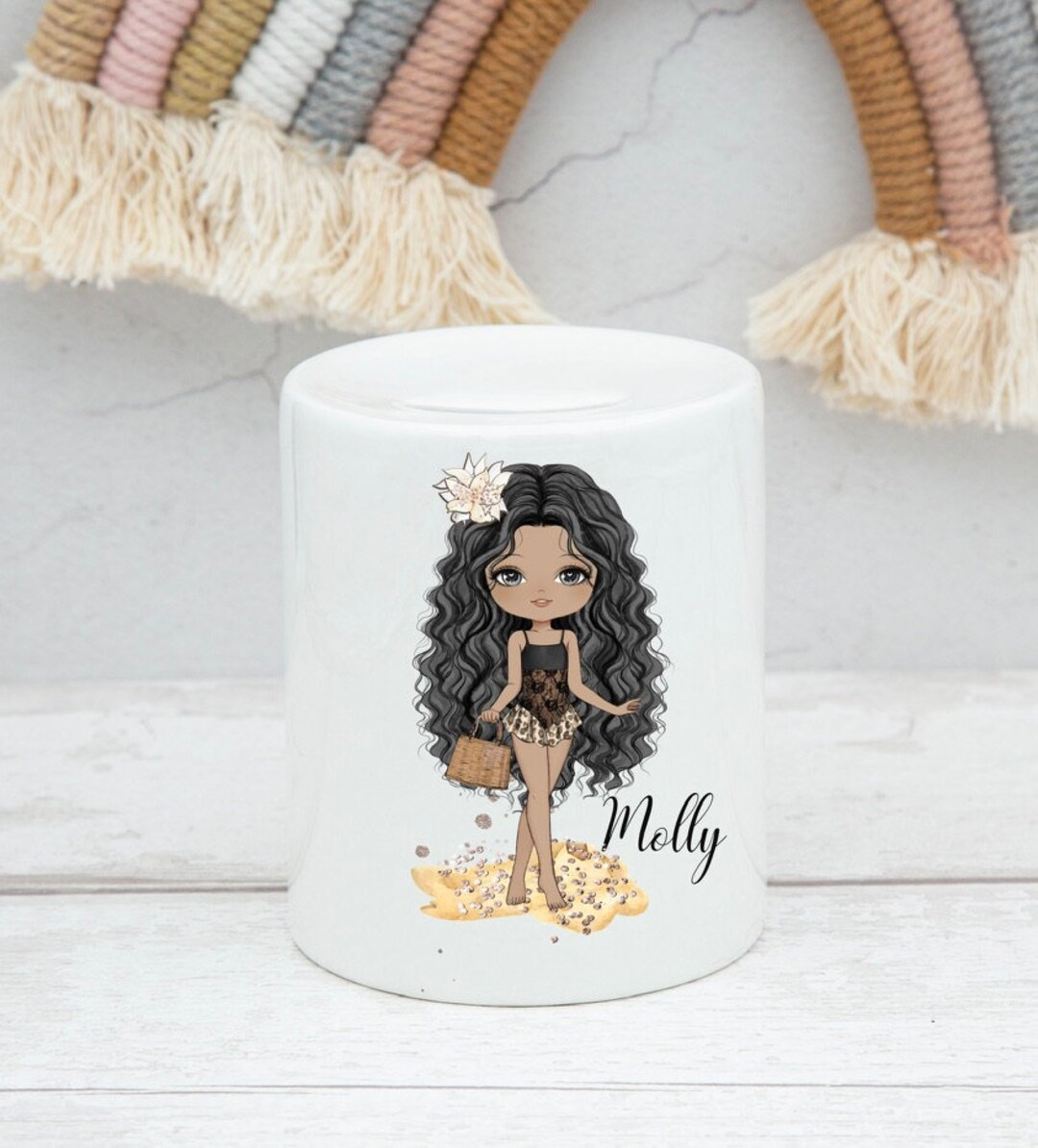 Personalised Black Bikini Fashion Girl Money Box, Money Saving Box ...