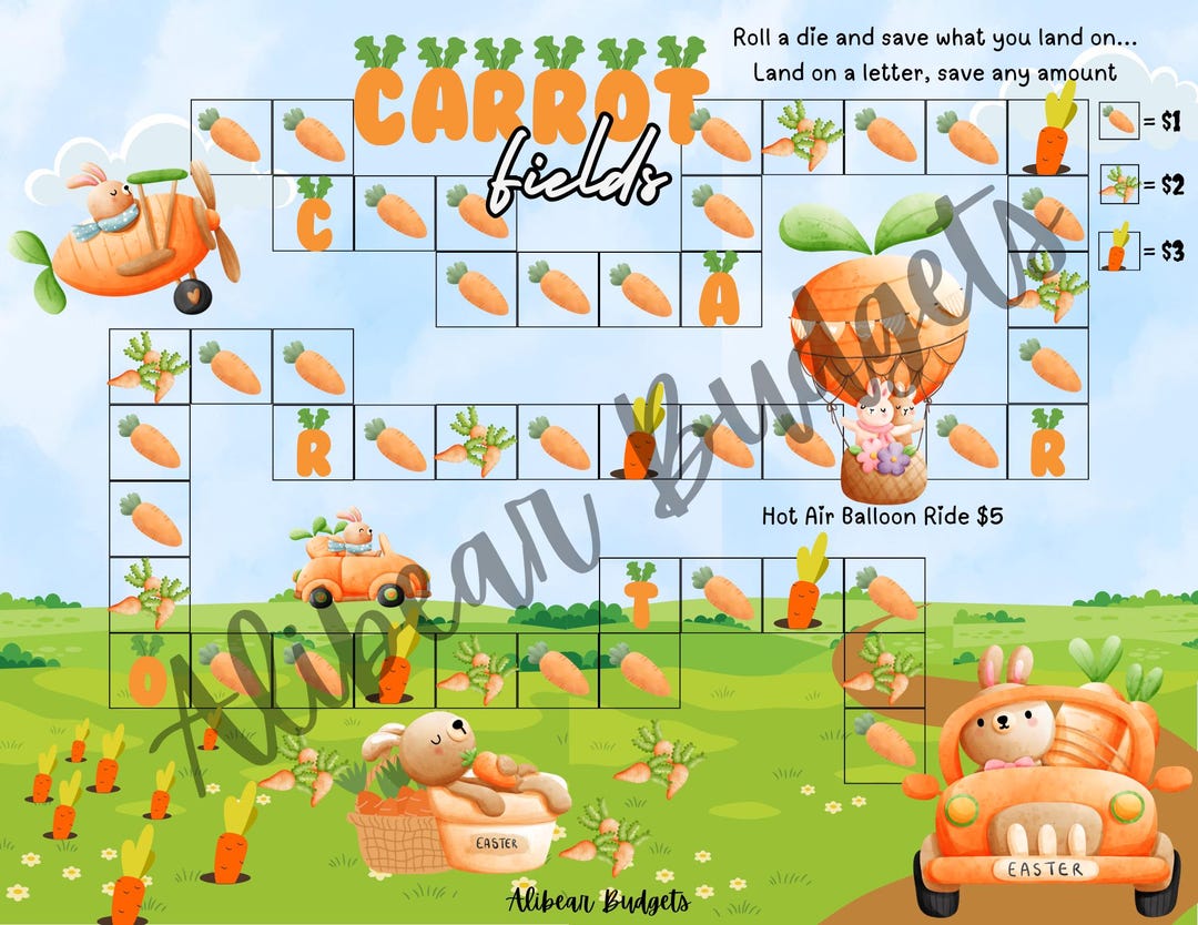 Savings Dice Board Game | Carrot Field's | Digital | Cash Envelope ...