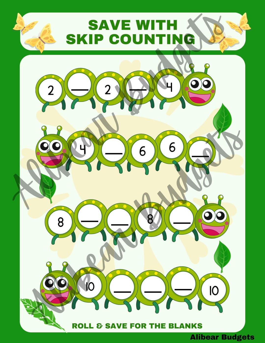 Spring Skip Counting Savings Challenge | Digital Item - Etsy