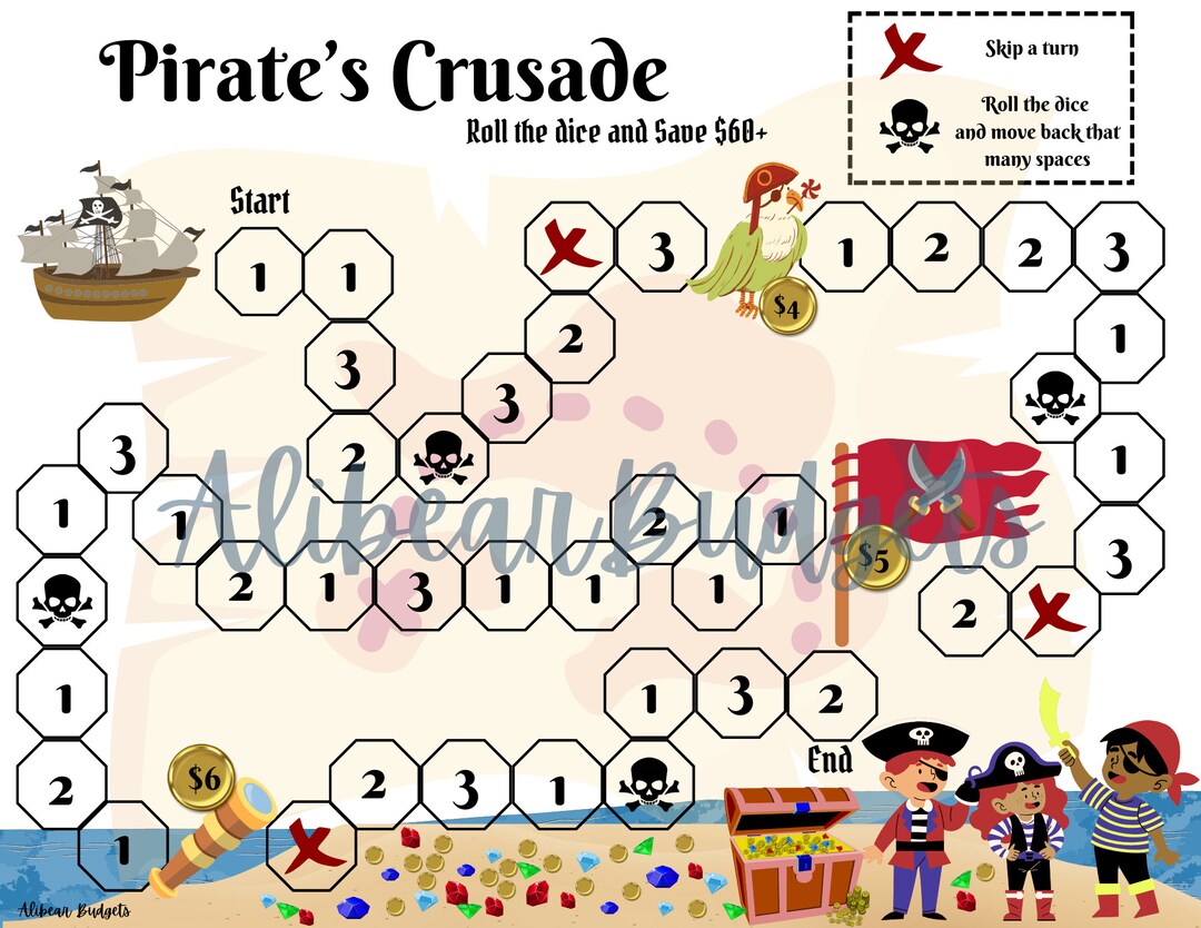 Savings Dice Board Game | Pirate's Crusade | Digital | Cash Envelope ...