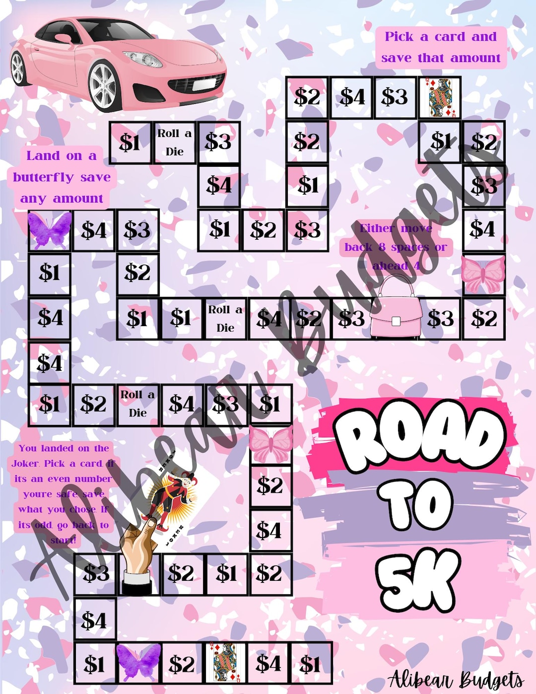 Savings Dice Board Game | Road to 5K | Digital | Cash Envelope Budget ...