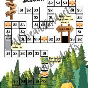 Savings Dice Board Game | Camping Adventure | Digital | Cash Envelope ...