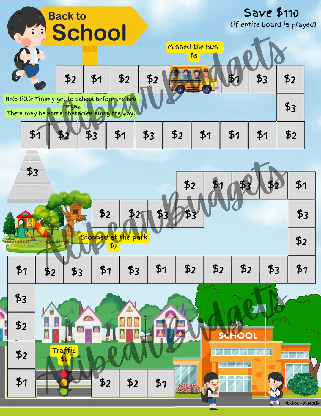 Savings Dice Board Game | Back to School | Digital | Cash Envelope ...