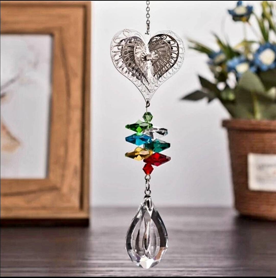 Heart Crystal Suncatcherrainbow Makercrystalschakrafeng - Etsy
