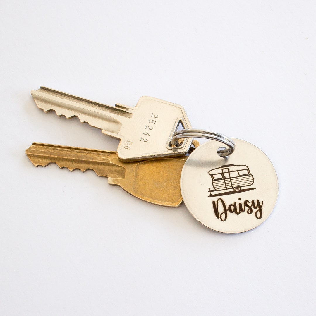 Personalized Vintage Caravan Trailer Key Ring // Silver Key Ring ...