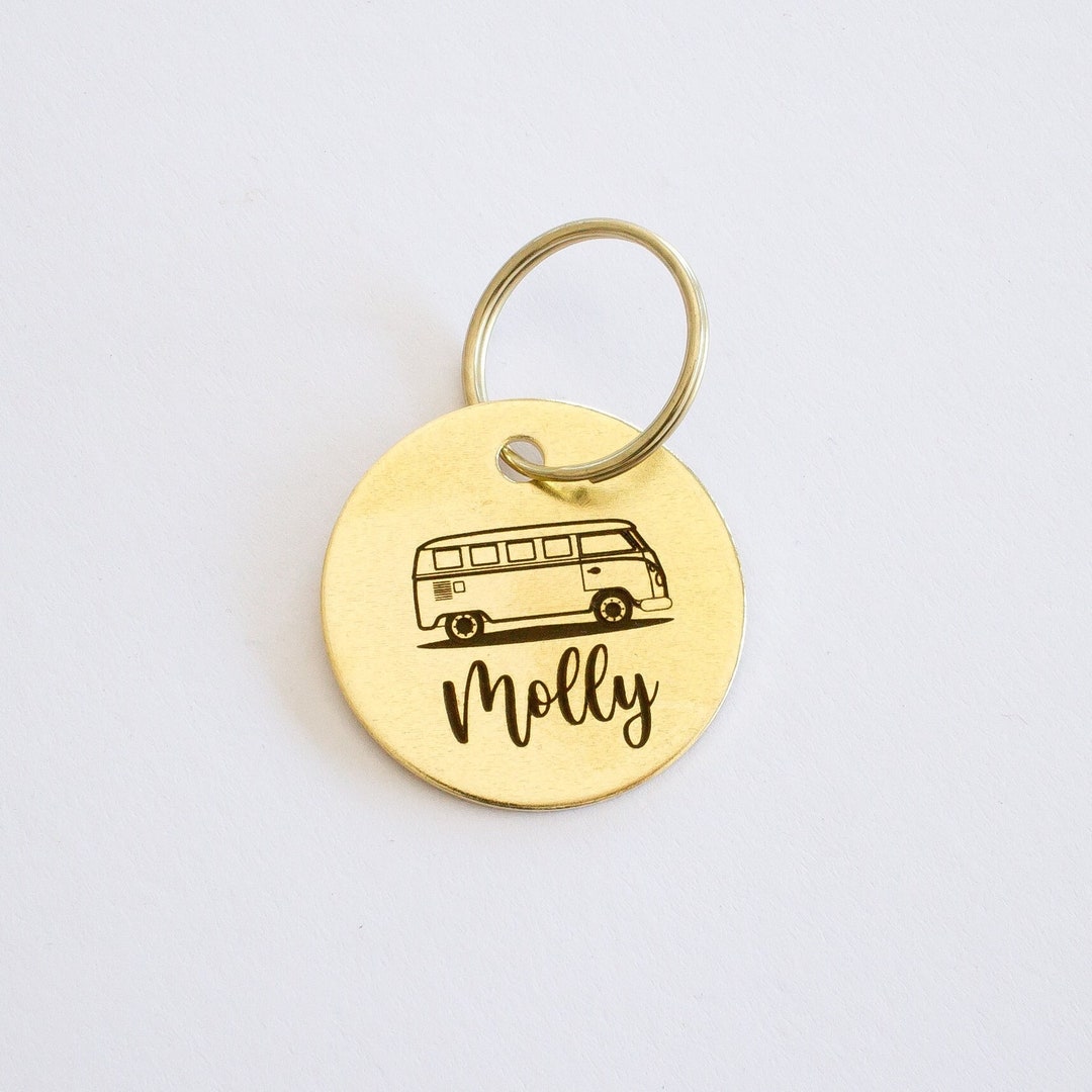 Personalized Kombi Split Window Camper Key Ring // Gold Key Ring ...