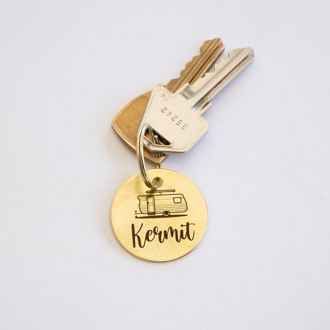Personalized Vintage Caravan Pop Top Trailer Key Ring // Gold Key Ring ...