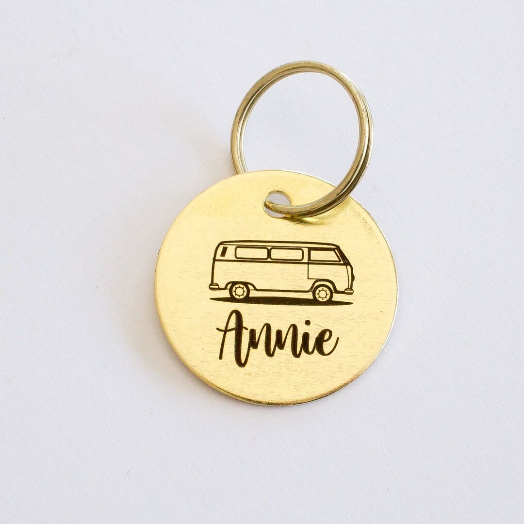 Personalized Kombi Bay Window Camper Key Ring // Gold Key Ring ...