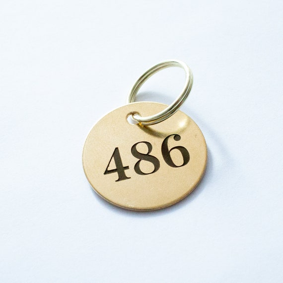 Personalized Vintage Number Keychain // Gold Key Ring // - Etsy