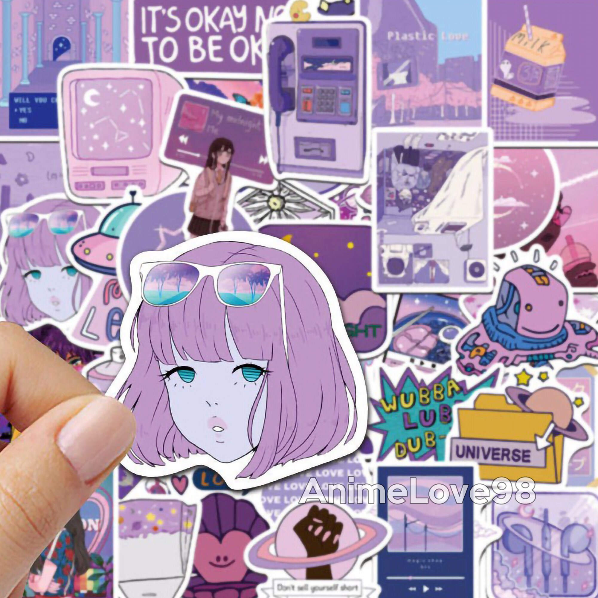 50 Pcs Aesthetic Anime Girl Sticker Pack Cute Kawaii Retro | Etsy