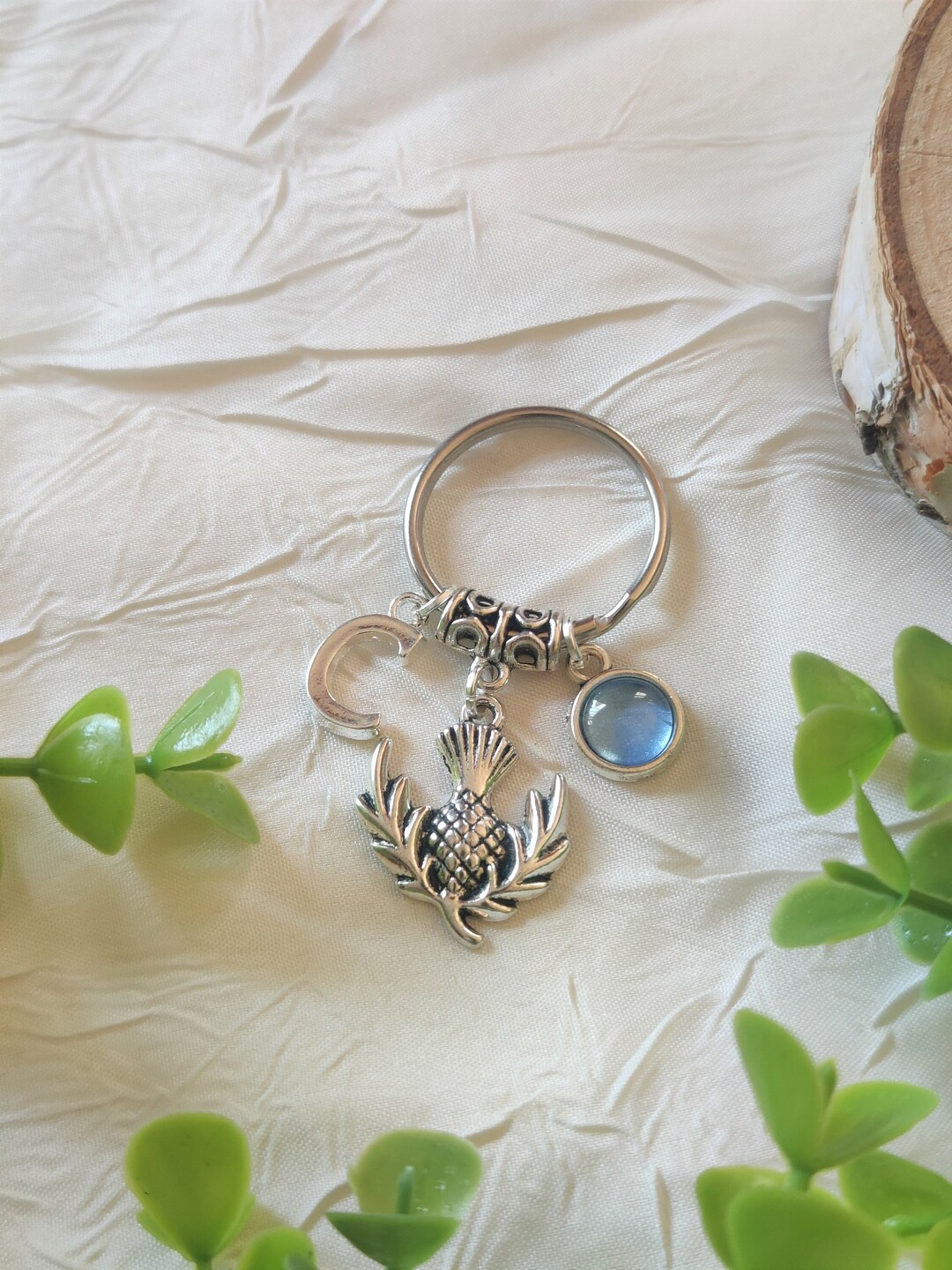 Scottish Outlander Thistle Keyring Personalized Initial Letter ...