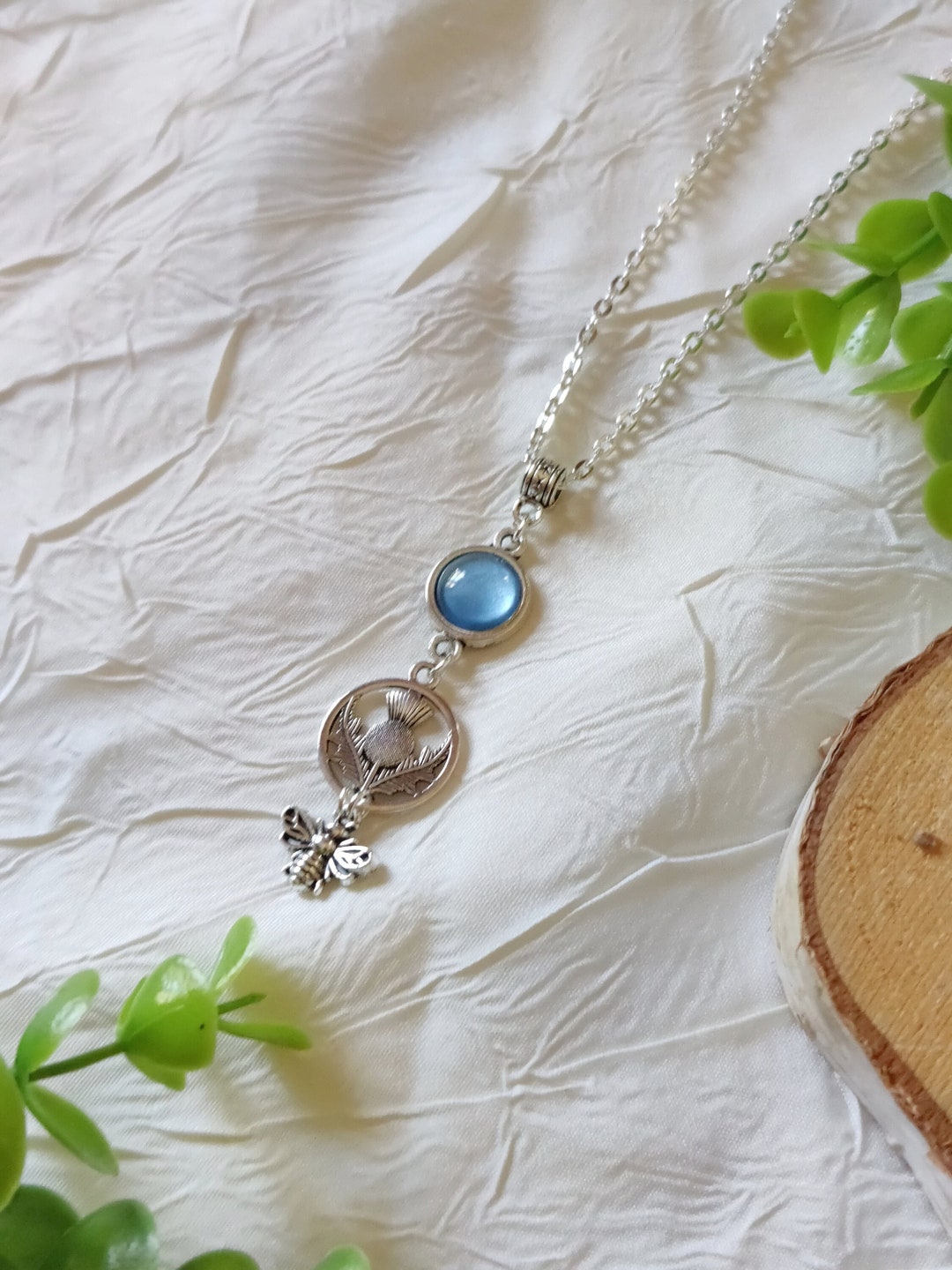 Scottish Flower Thistle Celtic Bee Outer Lander Necklace, Personalized ...