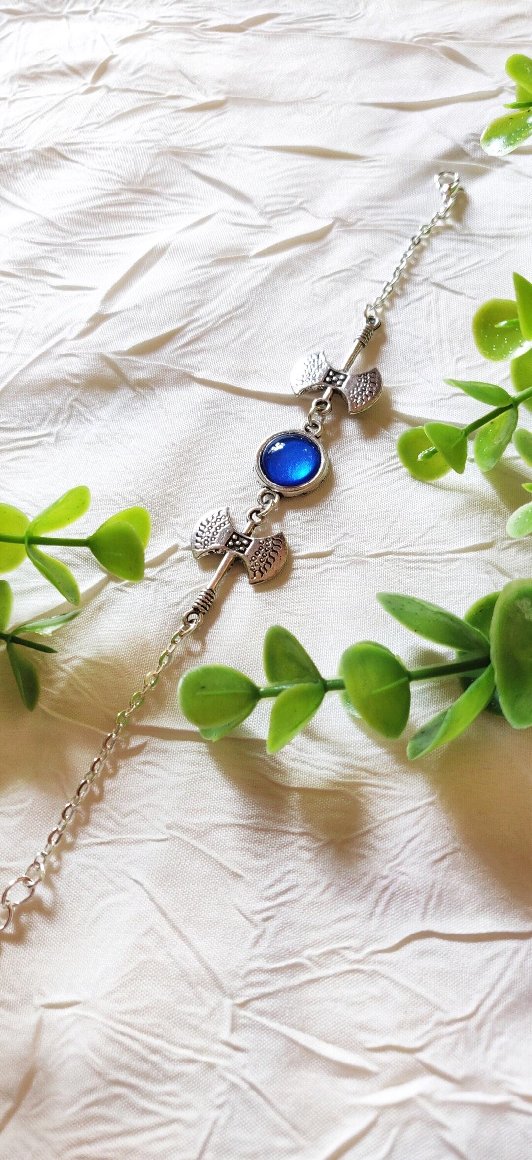 Personalized Viking Bracelet With Double Celtic Axe, Birthstone ...