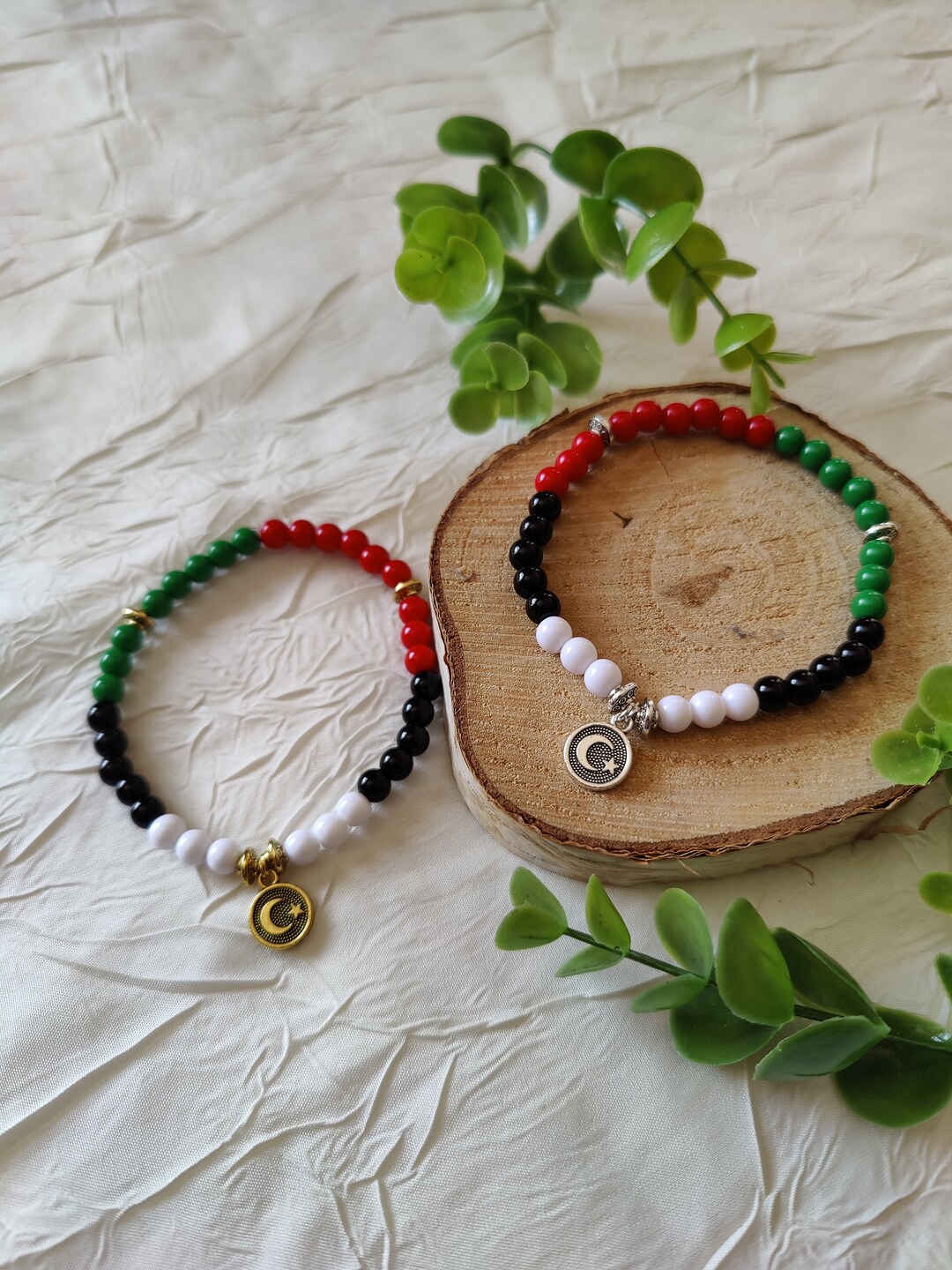 Tasbih Bracelet 33 Beads Color Palestine Flag, Customizable, Prayer ...