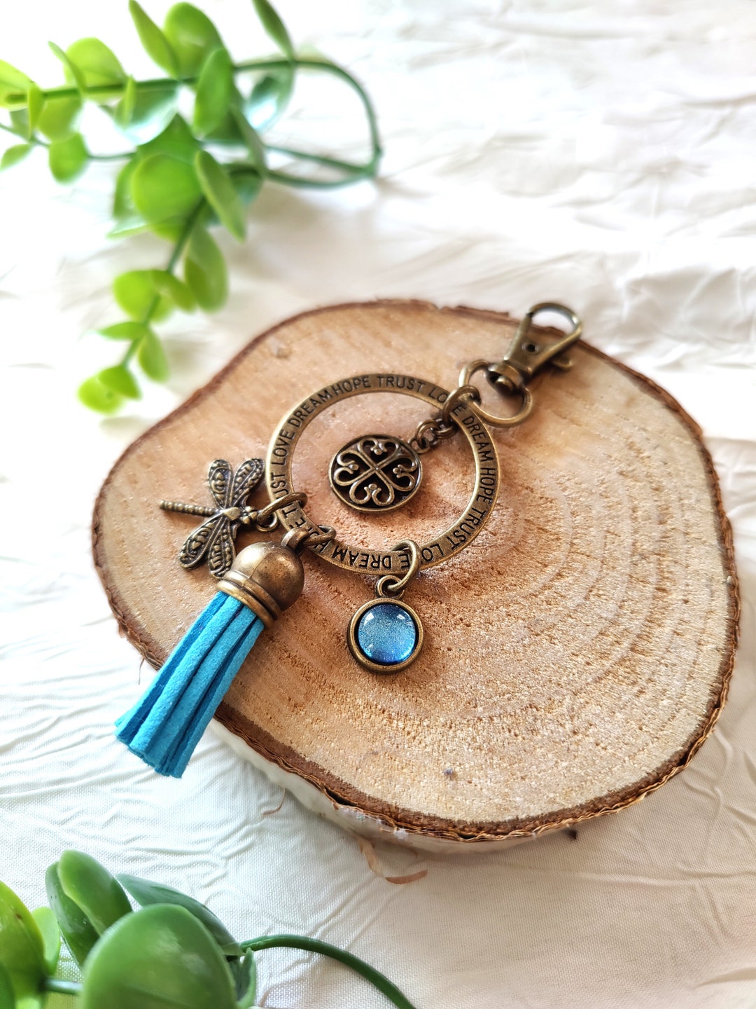 Personalized Keychain Celtic Knots Initial Birthstone Jewel Bag ...