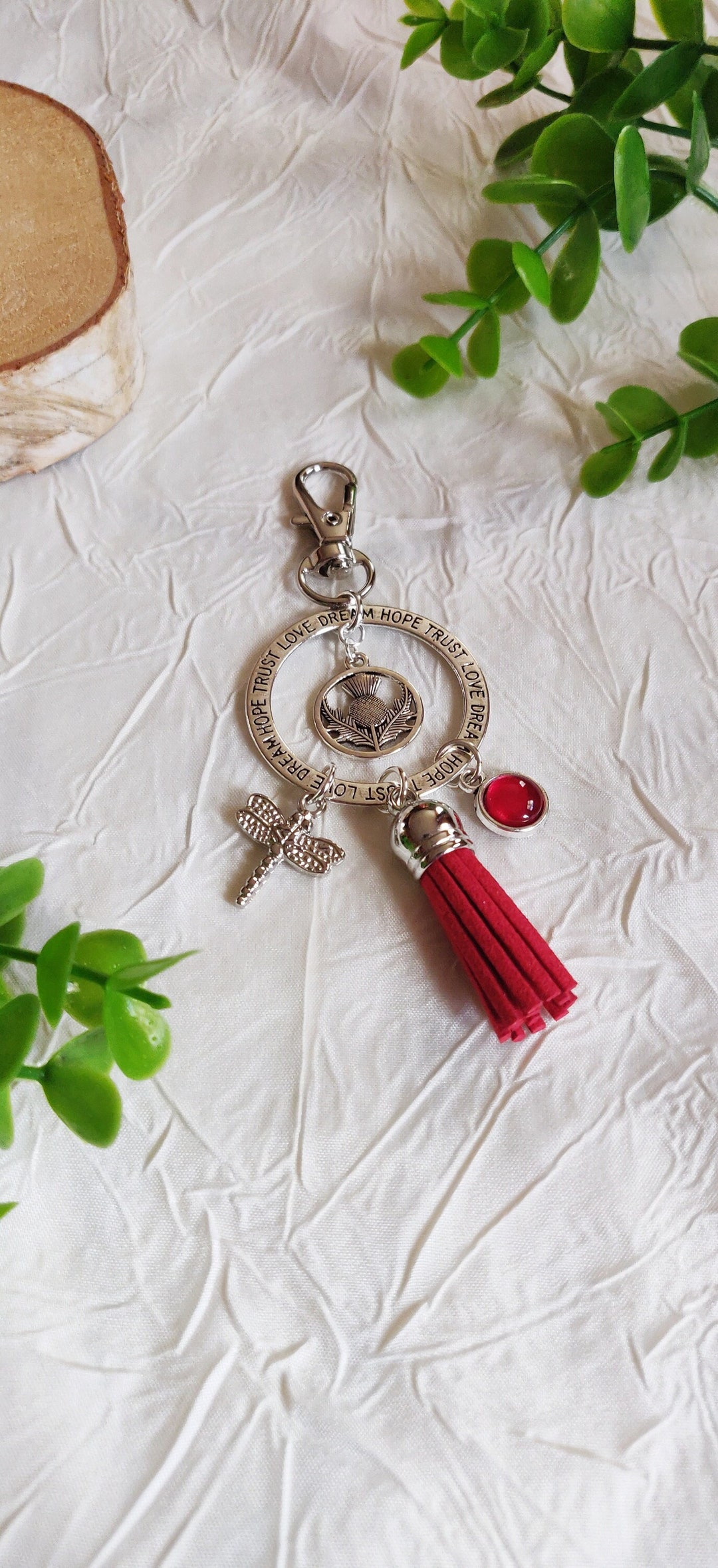 Outlander Scottish Thistle Keychain, Customizable Scottish Bag Charm ...