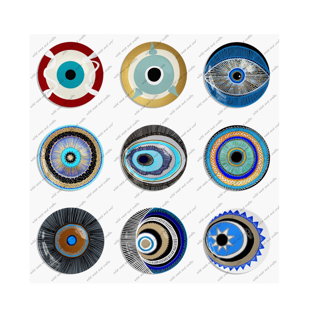 6/7/8/10 Inches Blue Eye Plate Ceramic Wall Plate Evil EYE Plate Art ...