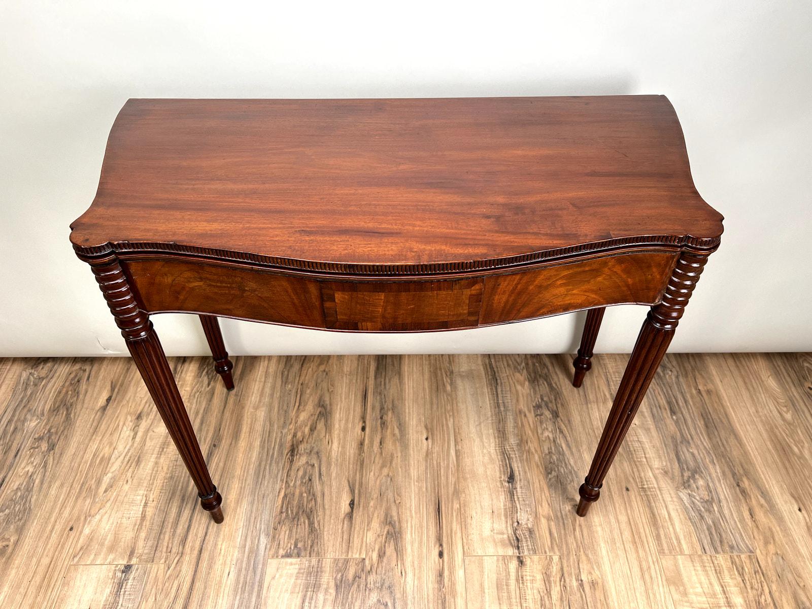 Antique Mahogany Sheraton Game Table With Serpentine Front C. Early ...