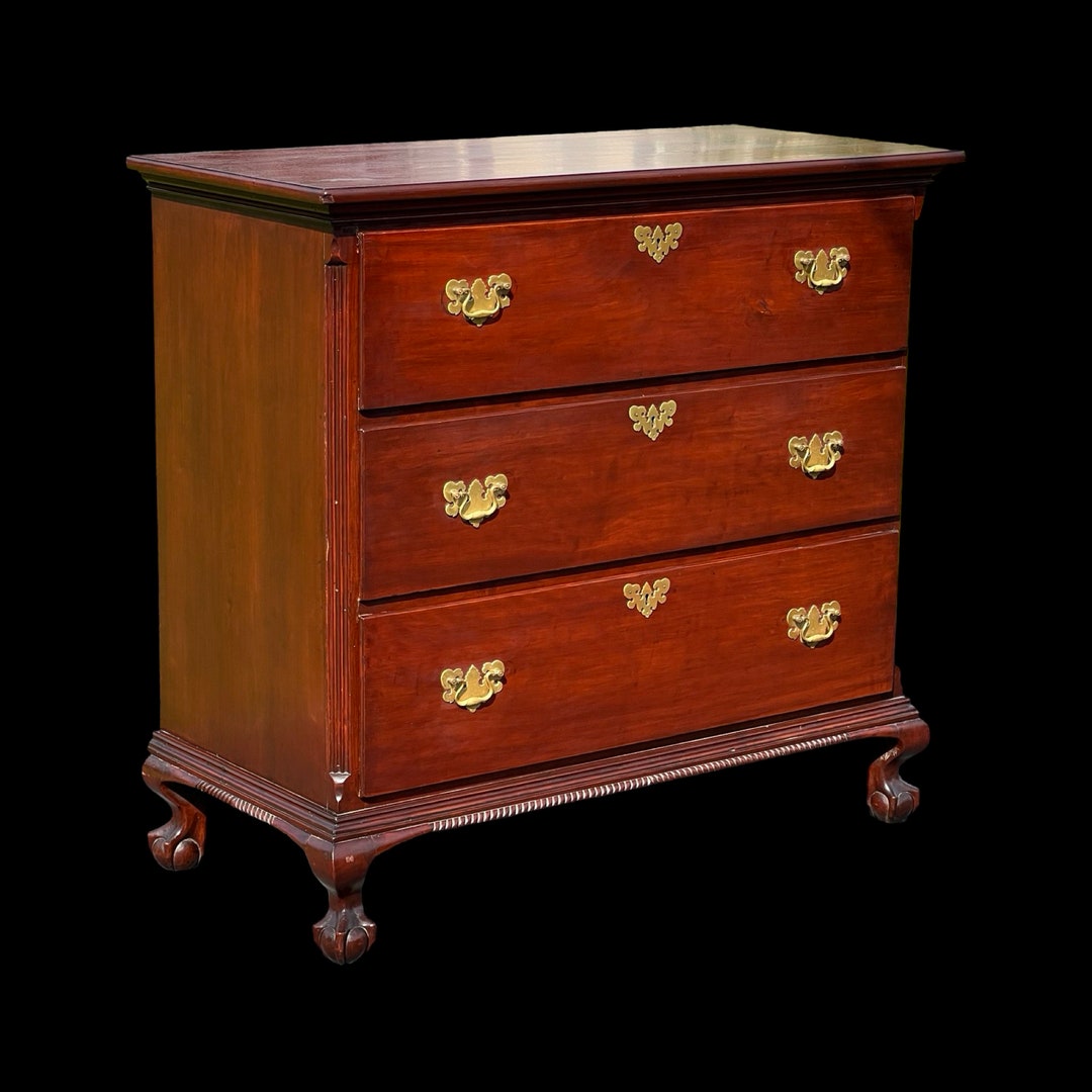 Antique Mahogany Three Drawer Chippendale Chest C. 1820 - Etsy