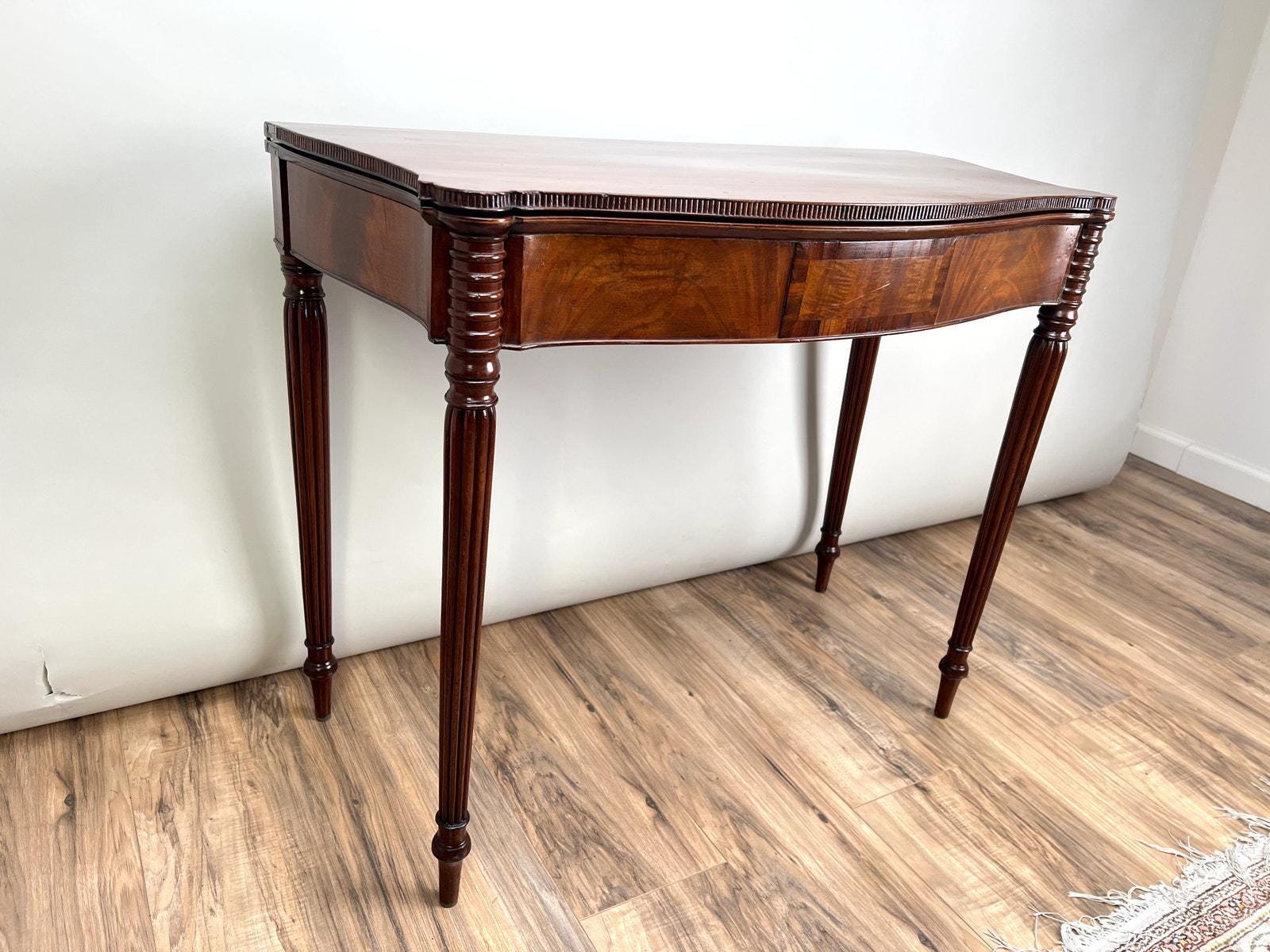 Antique Mahogany Sheraton Game Table With Serpentine Front C. Early ...