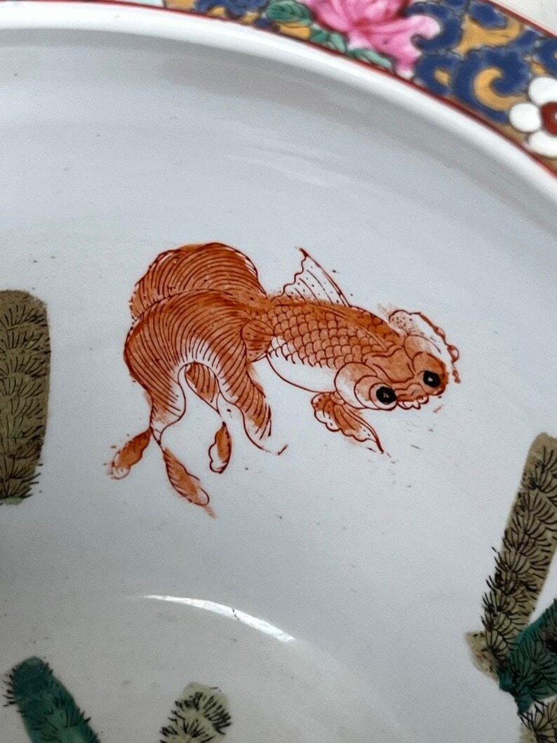 Vintage Chinese Famille Rose Fish Bowl Signed Minicucci - Etsy