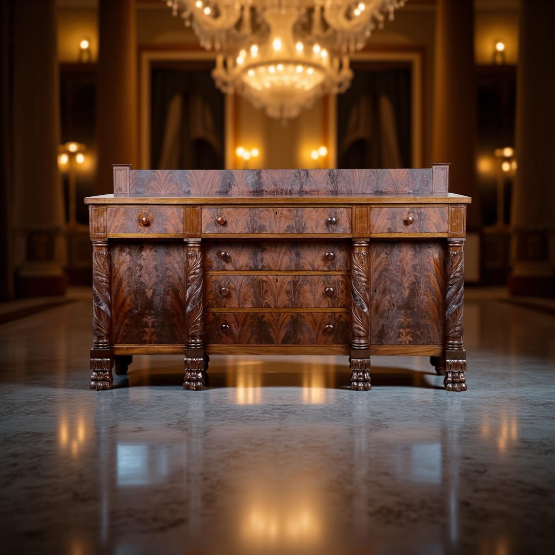 Antique American Empire Style Mahogany Sideboard Purportedly From J.D ...