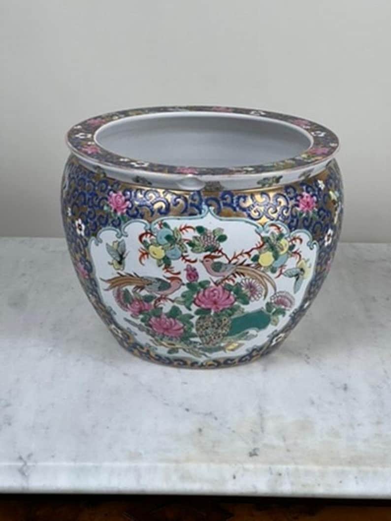 Vintage Chinese Famille Rose Fish Bowl Signed Minicucci - Etsy