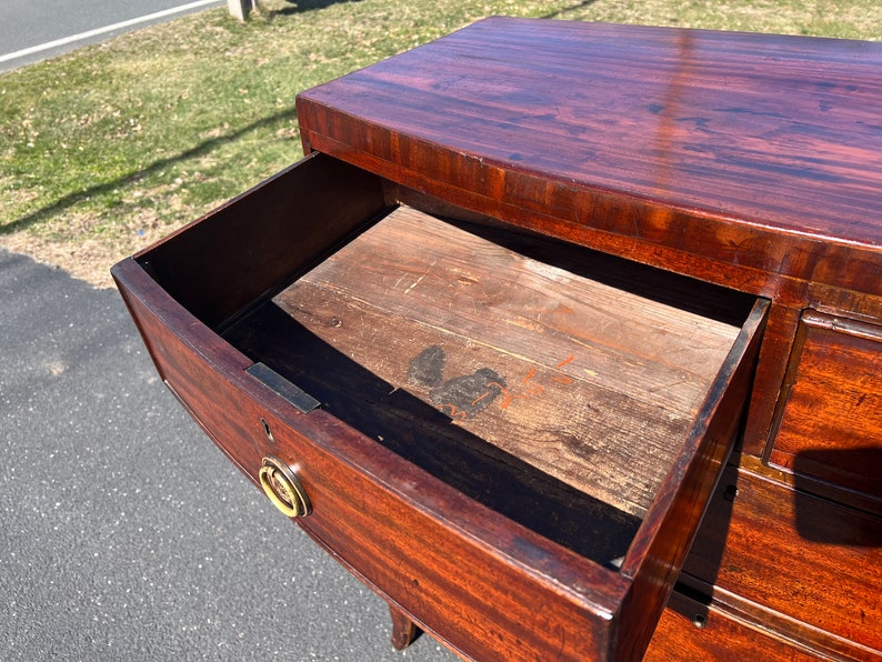 Colonial American Made Georgian Mahogany Bow Front Two Over Three Chest ...