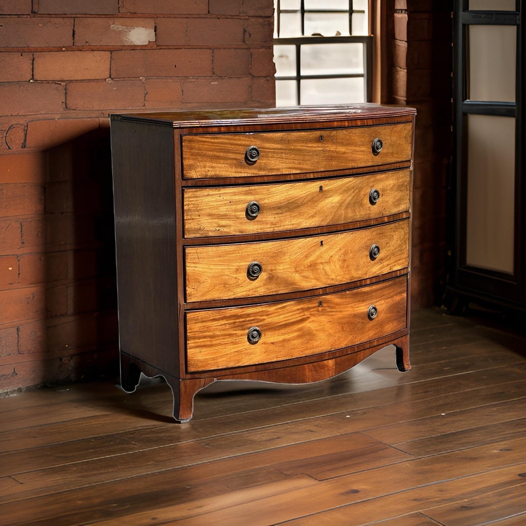 Antique 18th Century Massachusetts Mahogany Bow Front Chest of Drawers ...