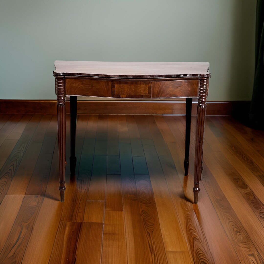 Antique Mahogany Sheraton Game Table With Serpentine Front C. Early ...