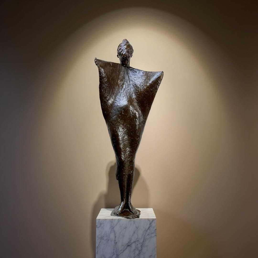 Bronze "draped Woman" on Marble Base Signed HH (possibly Helvi ...