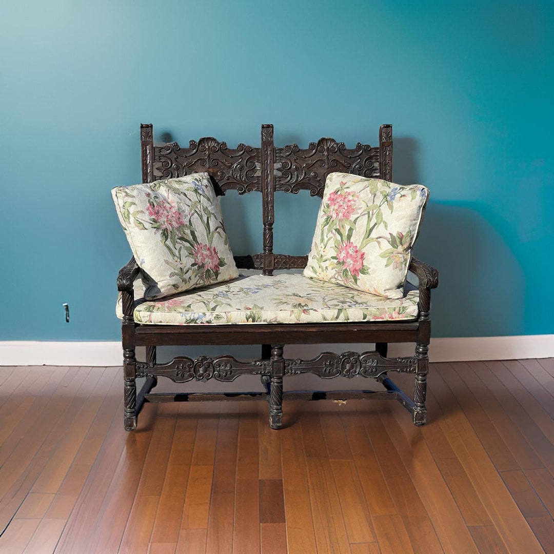 Great 19th Century Antique Renaissance Revival Carved Oak Settee - Etsy