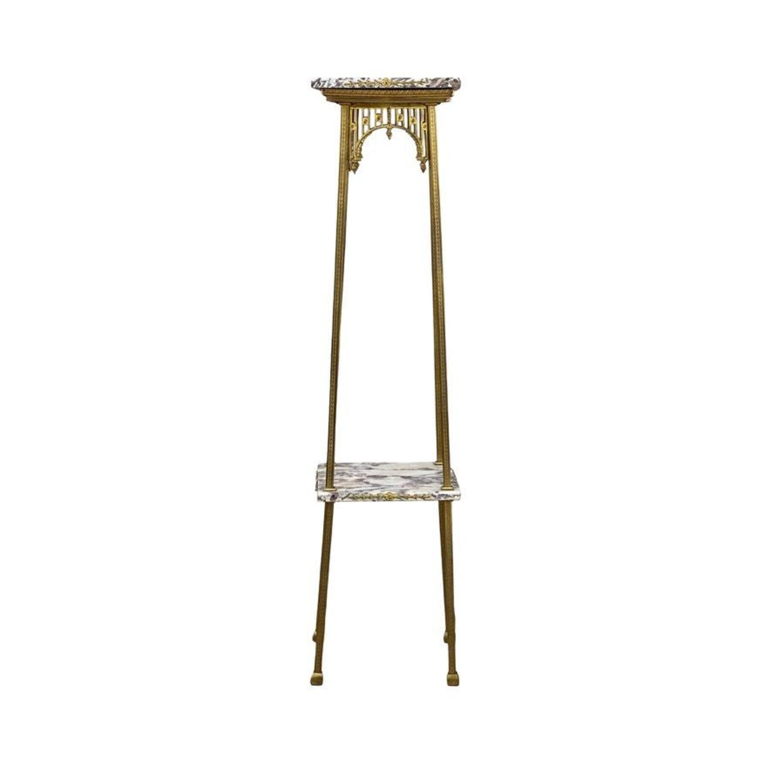 Vintage Early 20th Century Louis XV Two Tier Brass and Marble Plant ...