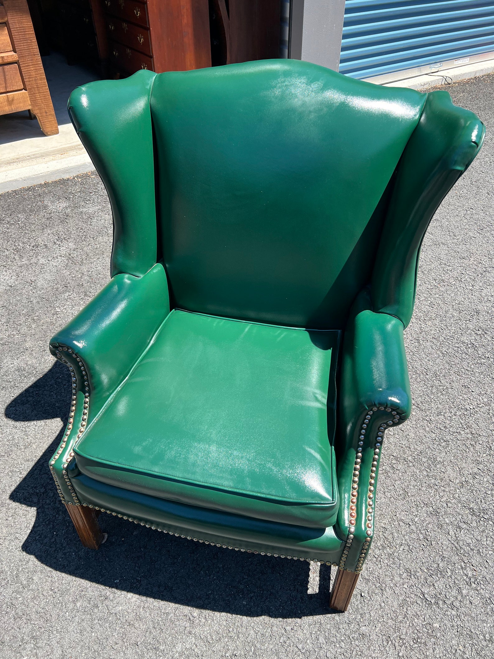 Vintage Chippendale Style Green Wingback Living Room Chair - Etsy