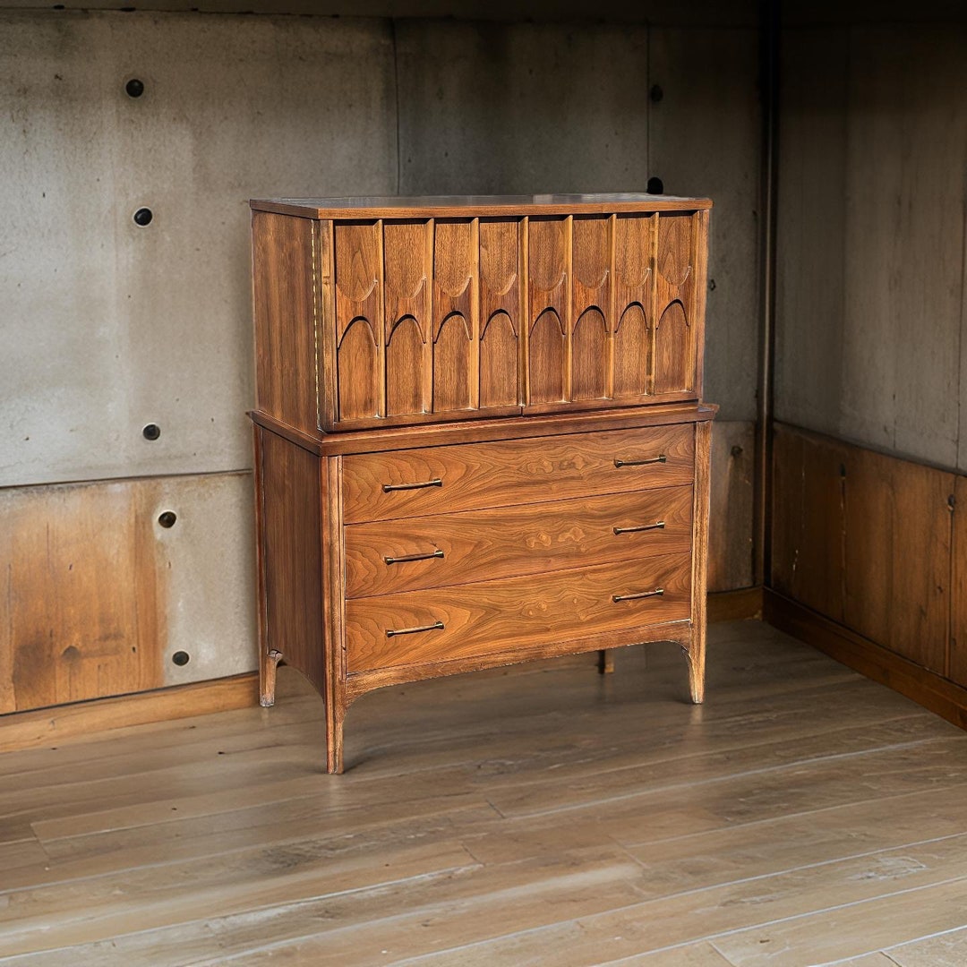 Mid Century Modern Perspecta by Kent Coffey Walnut and Rosewood Tall Chest - Etsy