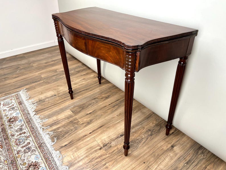 Antique Mahogany Sheraton Game Table With Serpentine Front C. Early ...