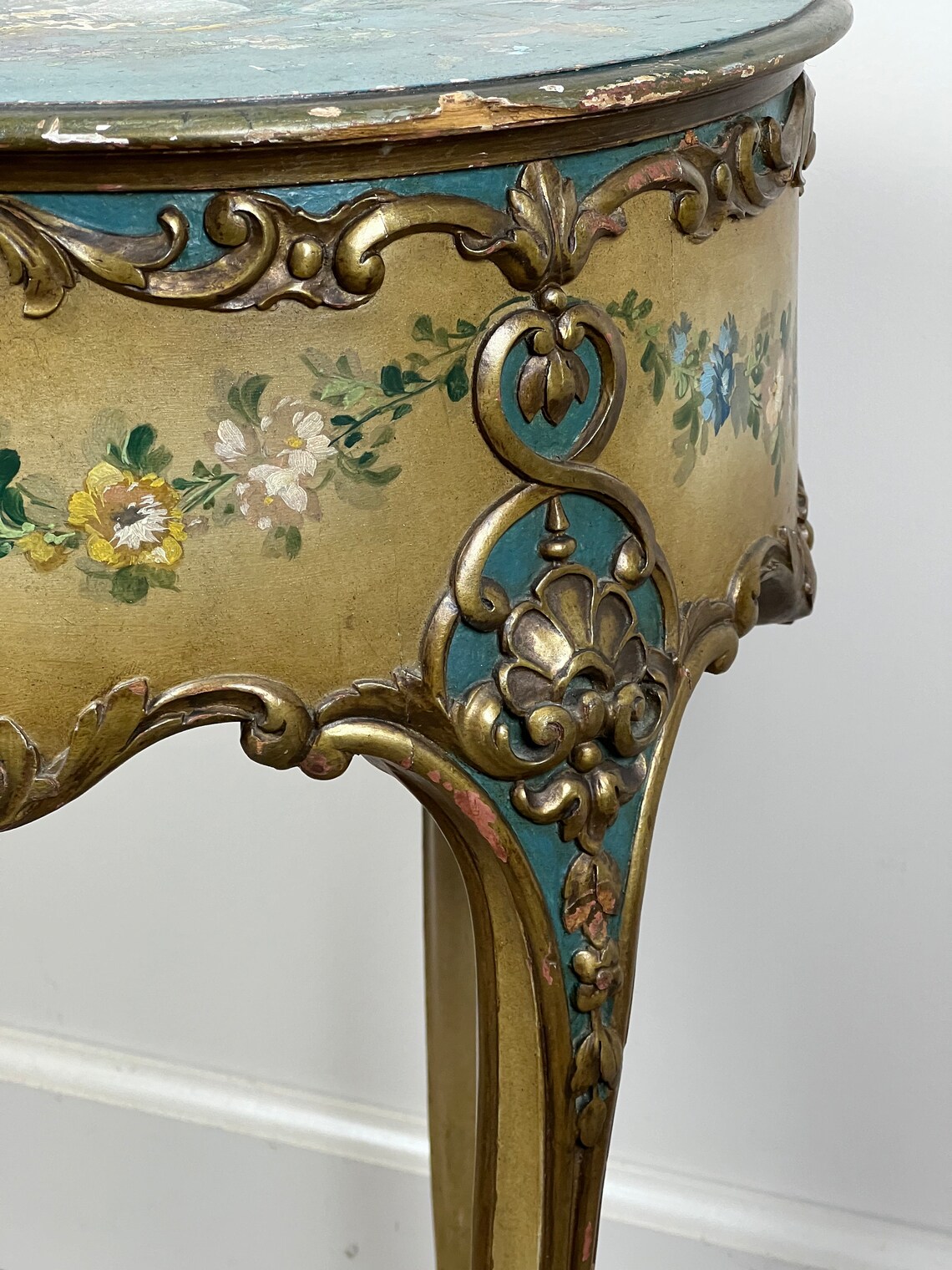 Vintage Paint Decorated French Louis XVI Style Round Accessory Table - Etsy