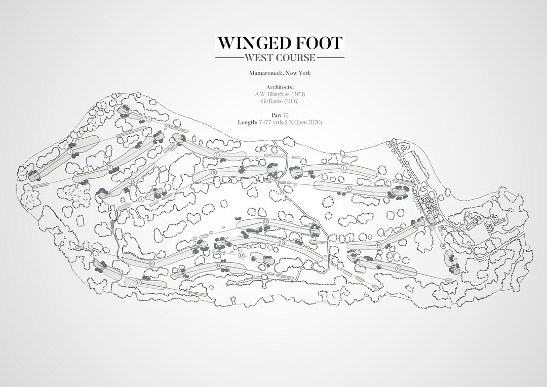 Winged Foot Golf Club, Hand Illustrated Golf Course Map (digital) - Etsy