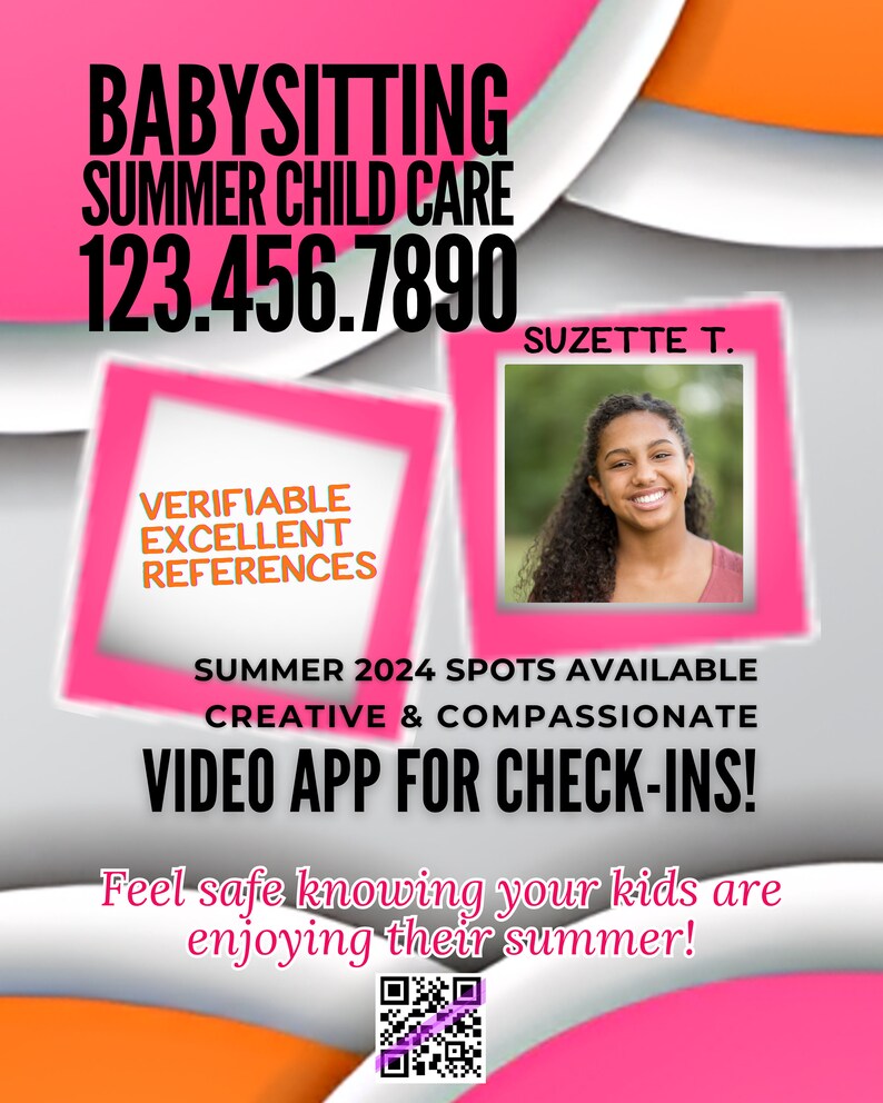 Babysitter Flyer & Social Ad Bundle, IG Posts, Printable Canva Template ...