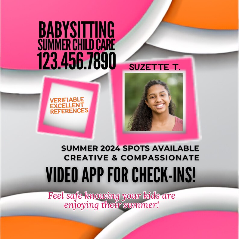 Babysitter Flyer & Social Ad Bundle, IG Posts, Printable Canva Template ...