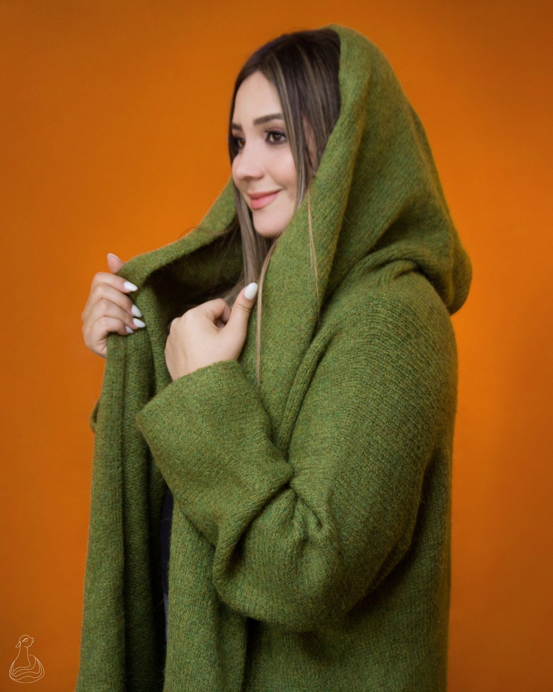 Baby Alpaca Capote Coat | Baby Alpaca & Merino Wool Hooded Cardigan ...