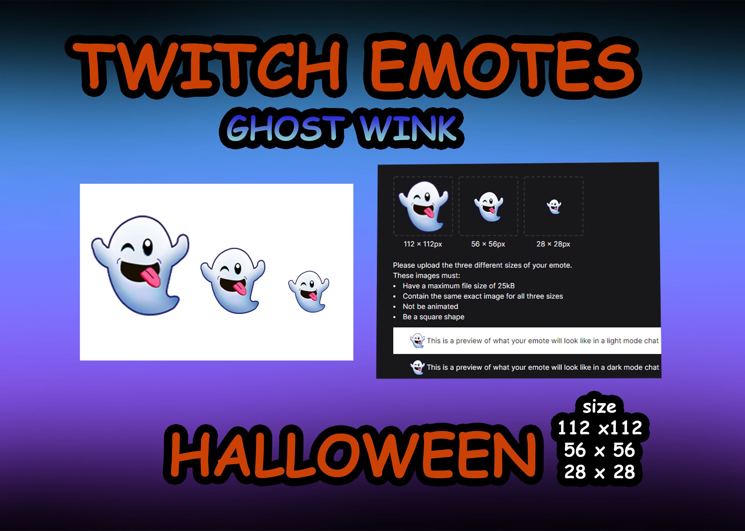Twitch Halloween Emote Ghost Wink | Etsy