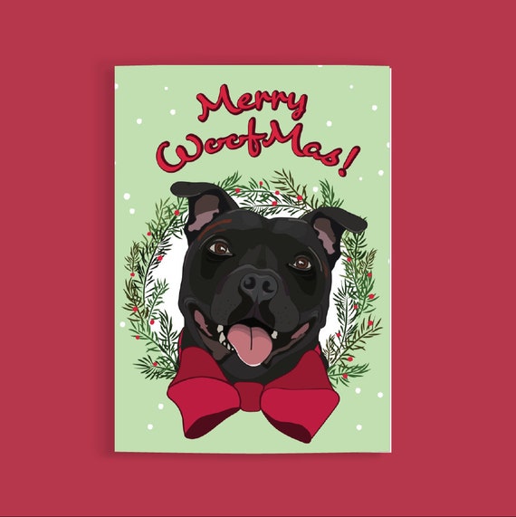 Paper Paper & Party Supplies DG4 Christmas Card Set Staffie Holiday ...