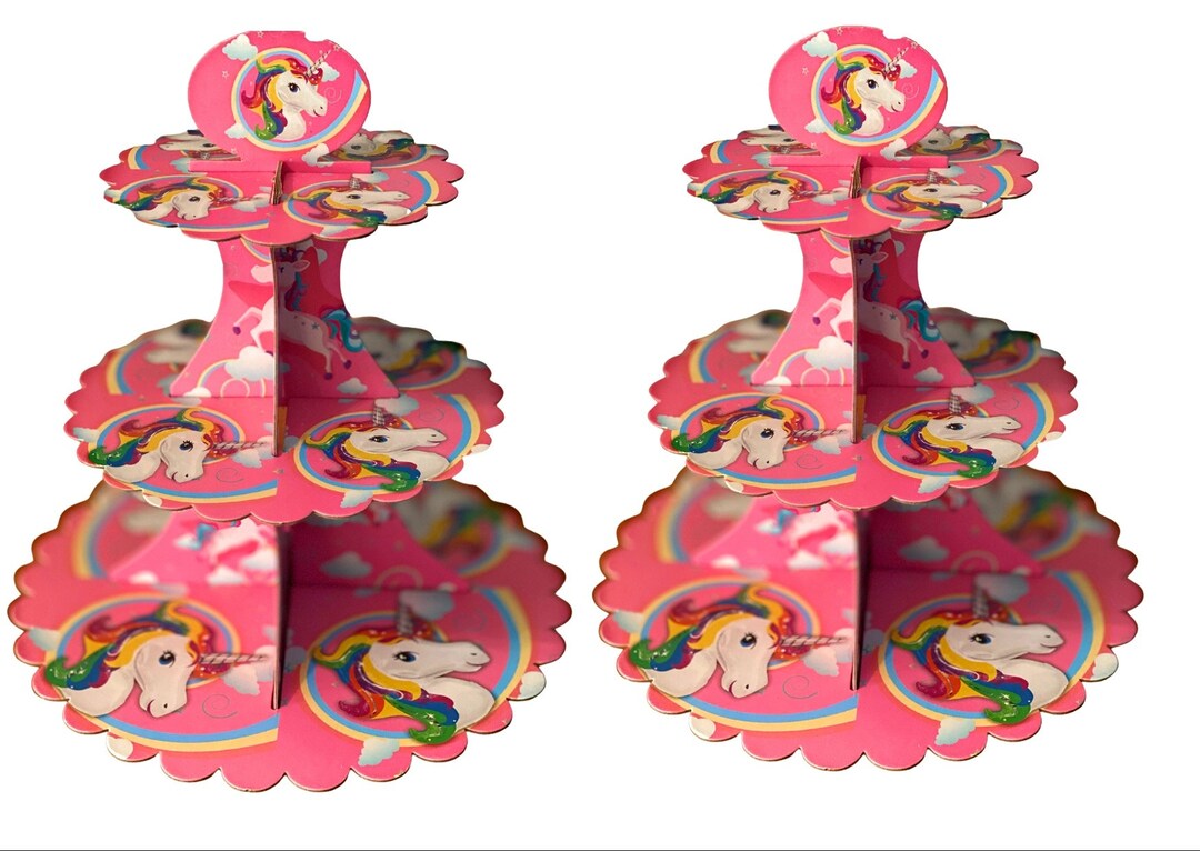 Rainbow Unicorn Cake Stand: Pink Birthday Party Decor (2 Pack) - Etsy